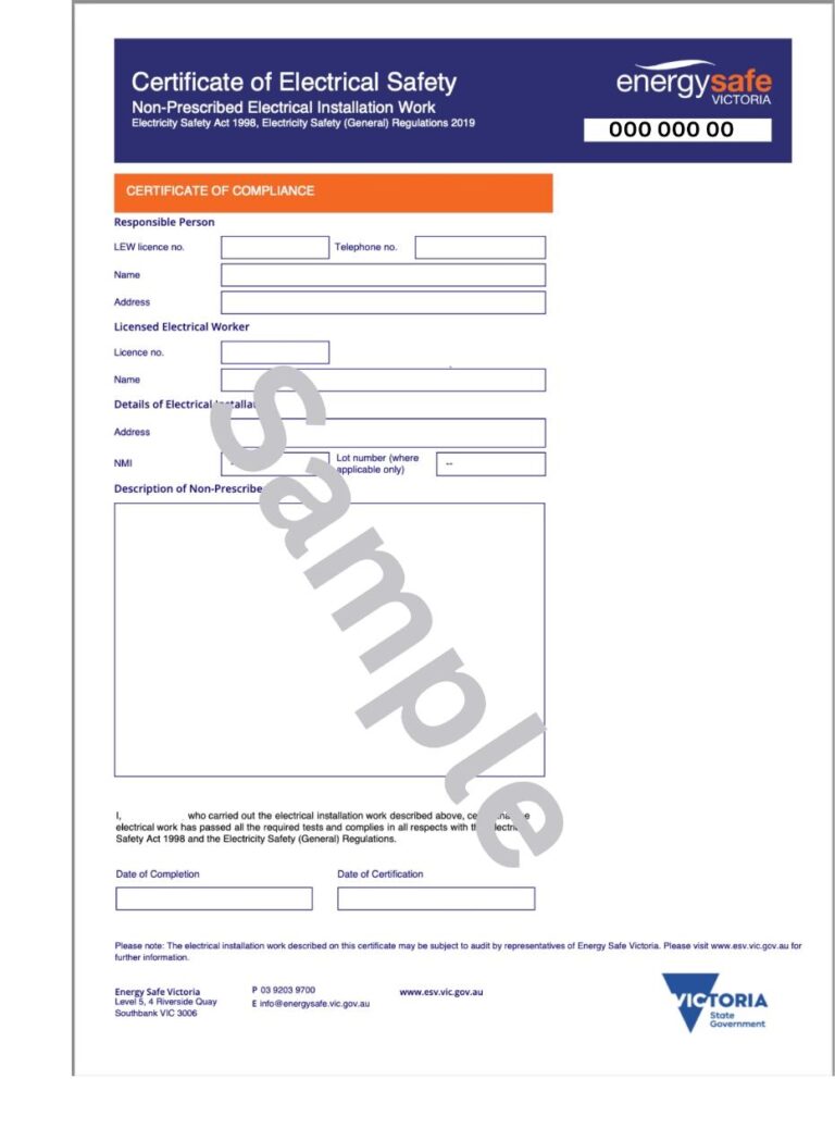 Do I Need A Certificate Of Electrical Safety For Any Electrical Work?